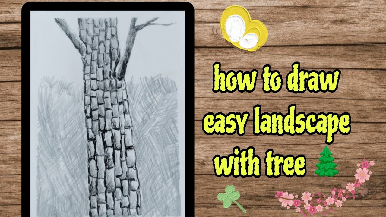 How to draw with pencil ️ shading a tree 🌲 with landscape .@Drawblogs ...