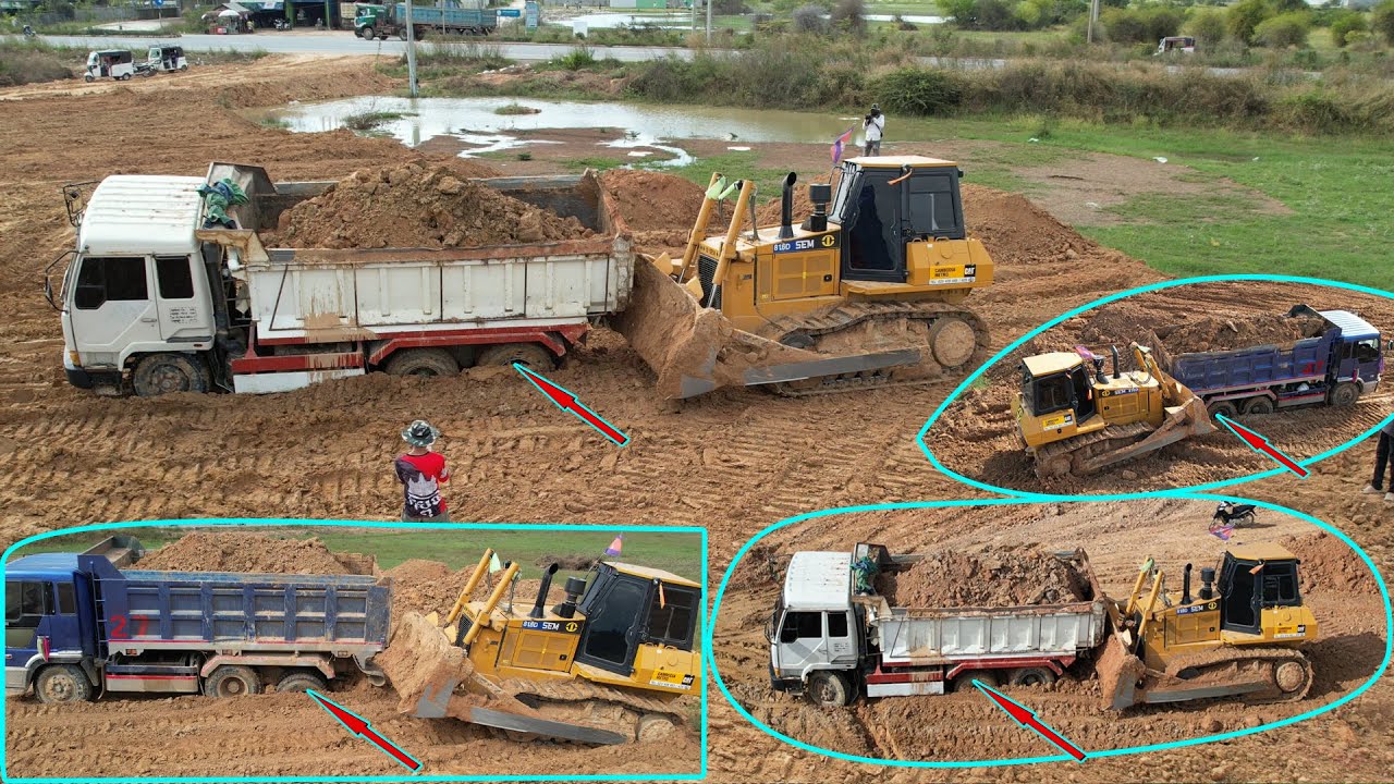 NICE BULLDOZER, INCREDIBLE DUMP TRUCK STUCK, RECOVERY BY BULLDOZER SEM ...