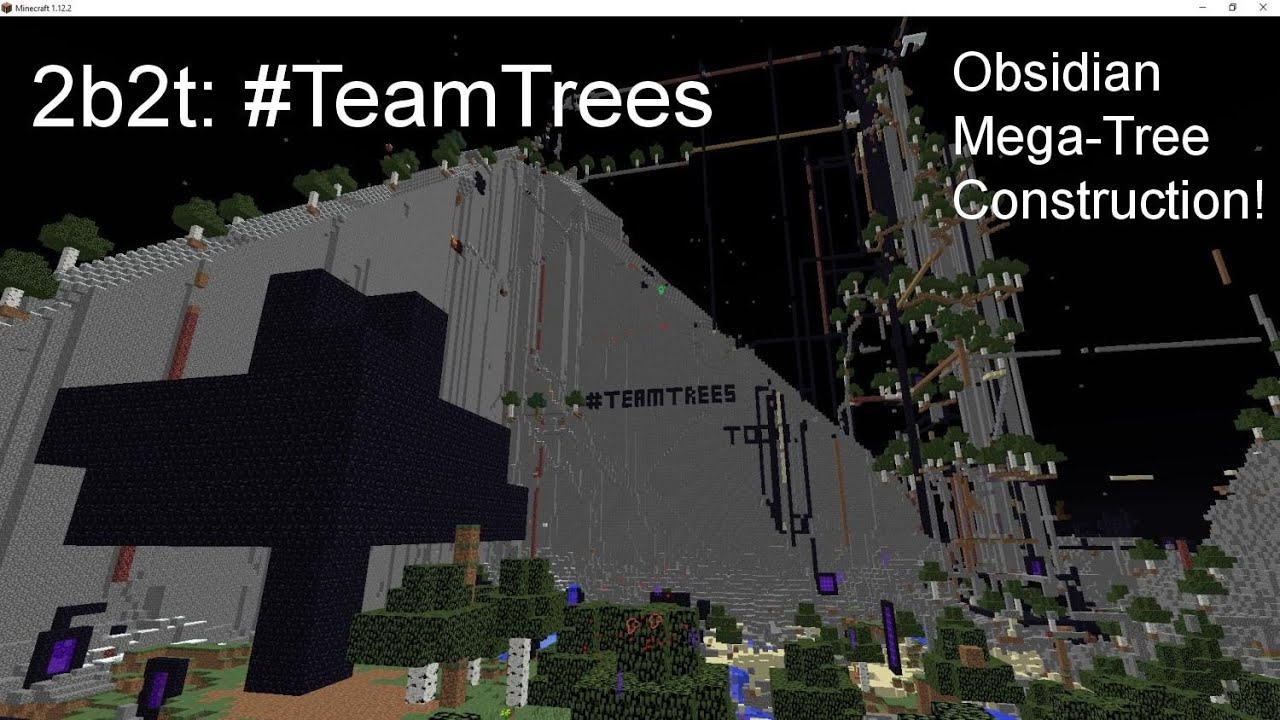 2b2t: #TeamTrees Obsidian Mega-Tree Construction! - YouTube