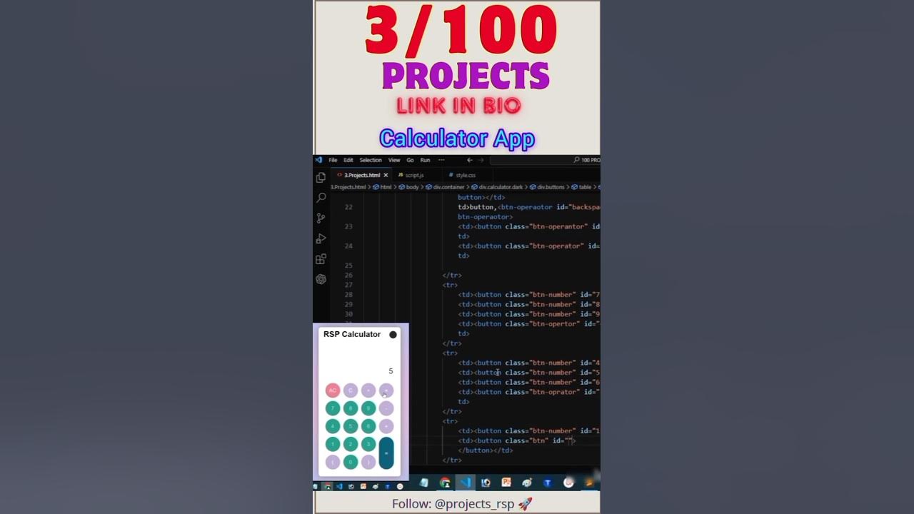 Building A Calculator App Using Html Css Javascript 🔢 3100 Projects With Rsp Code Youtube