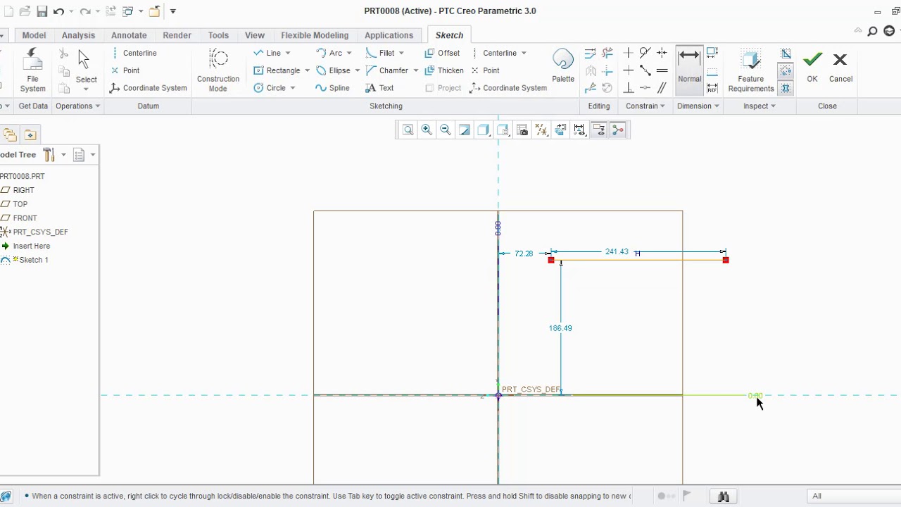 Base line Dimensioning in Creo Sketching - YouTube