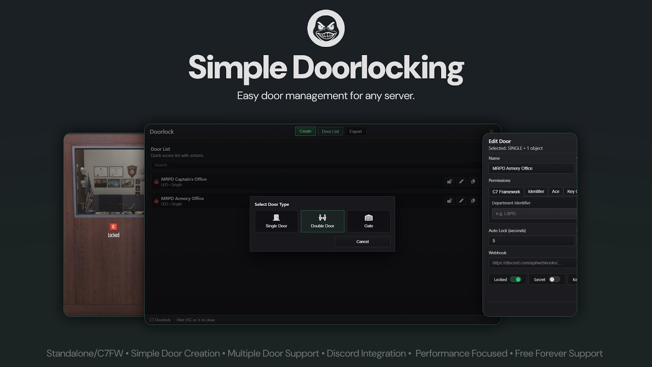 C7 Simple Doorlocking (Standalone/C7FW) - Easy Door Management For Any ...