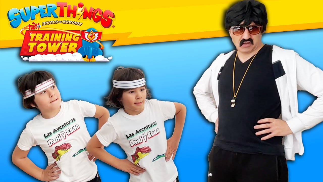 Dani y Evan ENTRENAN para ser KAZOOM KIDS de SUPERTHINGS en la TRAINING TOWER - YouTube