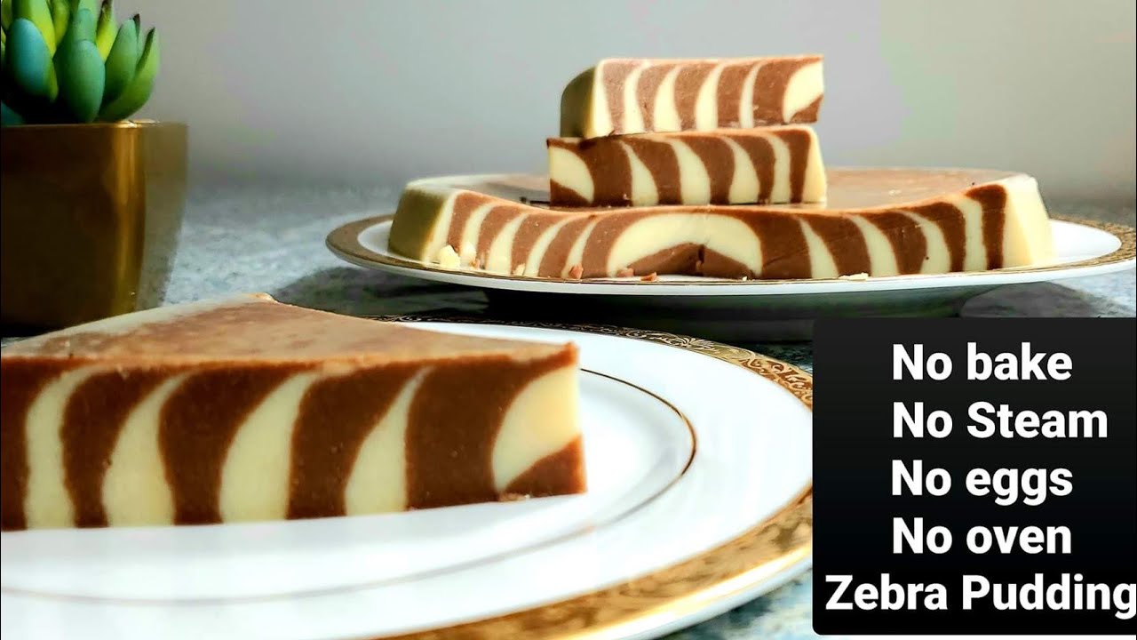 No Bake Zebra Pudding/Without Eggs Zebra Pudding/ No bake Agar Agar ...