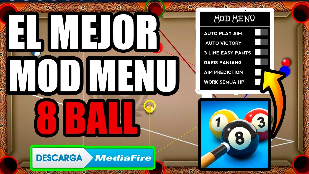 EL MEJOR MOD MENU PARA 8 BALL POOL MONEDAS Y TIROS ILIMITADOS💥/HACK MOD ...