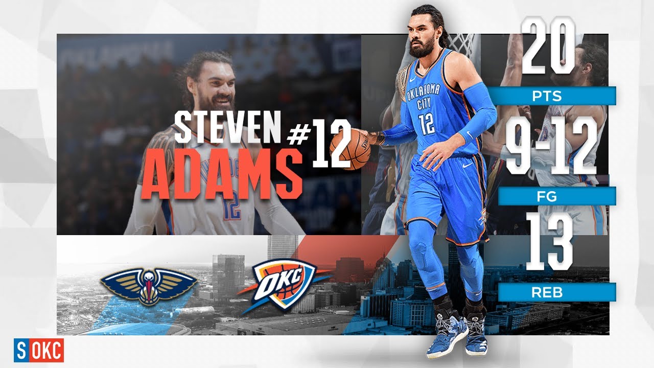 Steven Adams Scores 18 Points in the 1st Half vs Pelicans | January ...