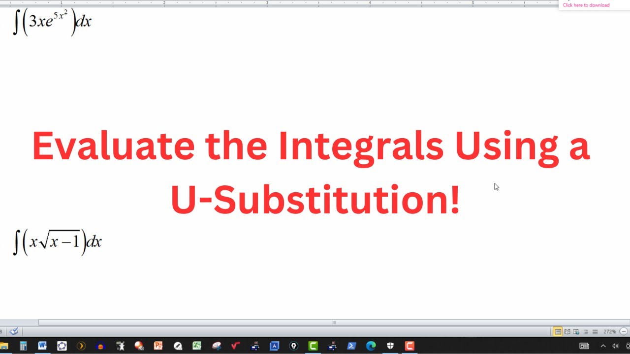 Using a U-Substitution to Evaluate an Integral - YouTube