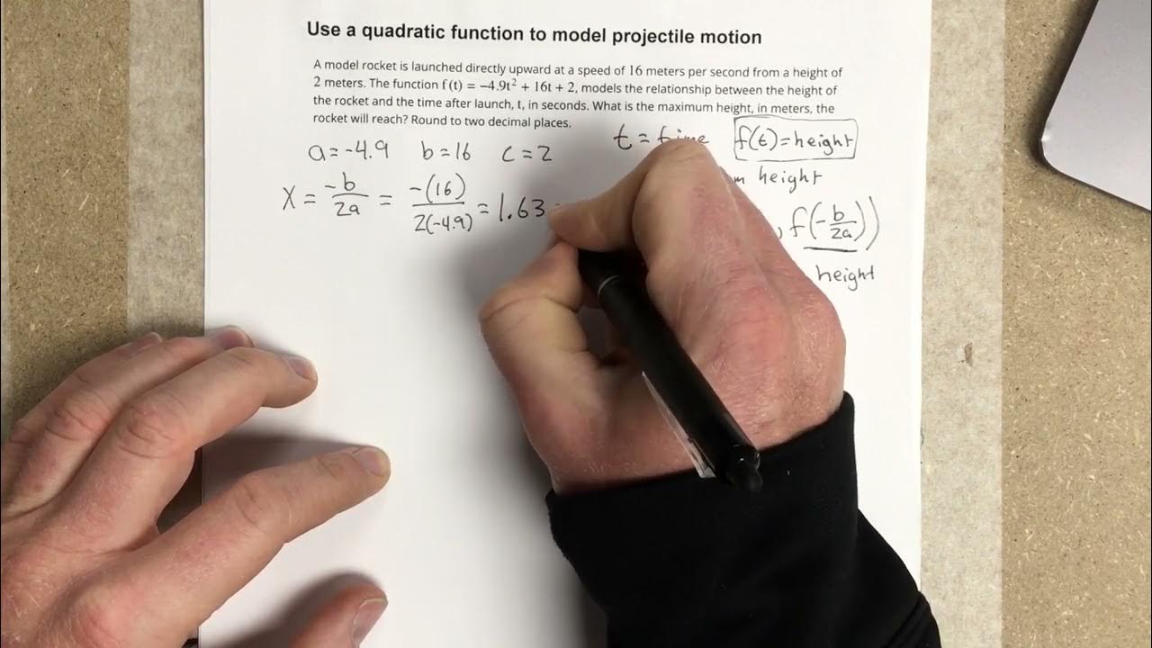 Use a quadratic function to model projectile motion - YouTube