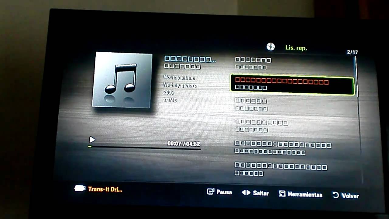 Samsung LE22C450 reproduciendo música en mp3 - YouTube