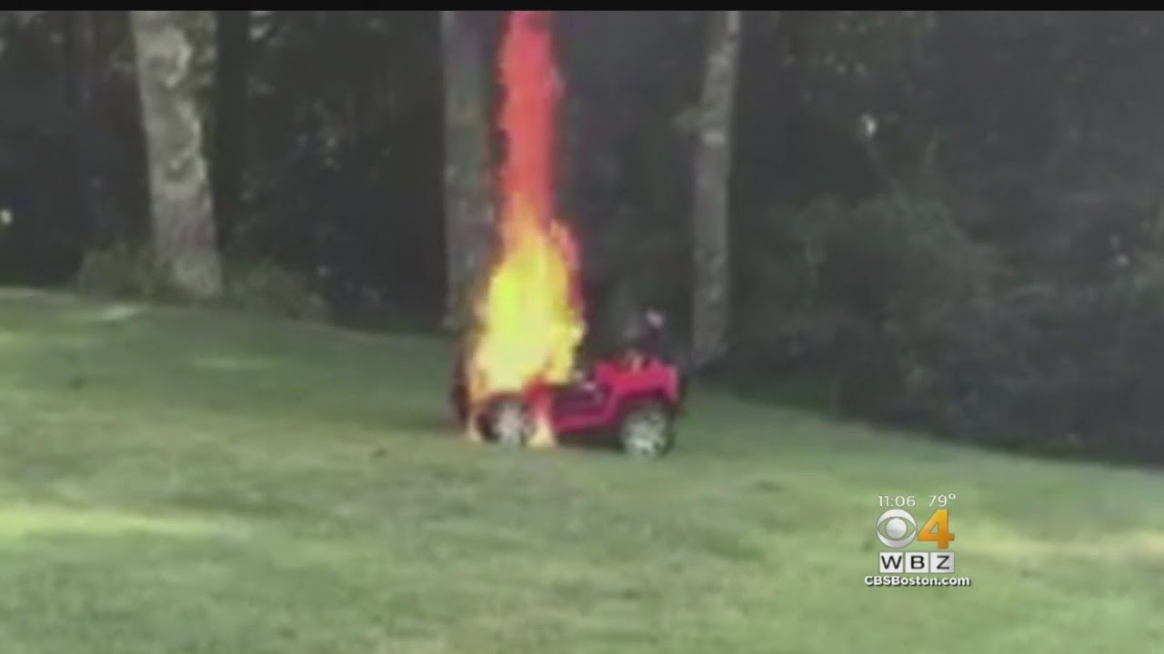 Toy Car Catches Fire In North Andover Yard - YouTube