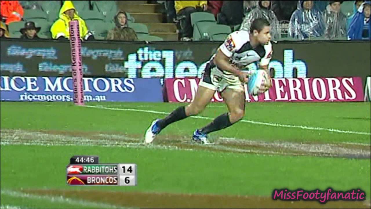 Brisbane Broncos v Rabbitohs - crazy wet weather footy!!! - YouTube