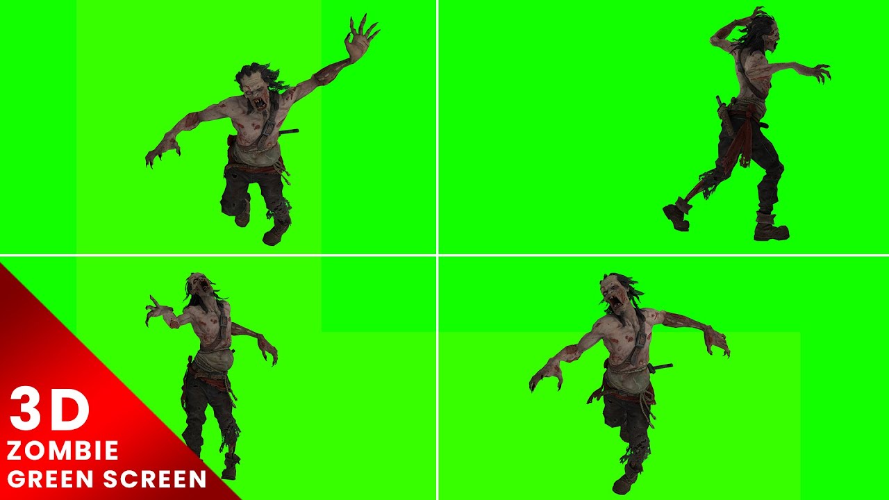 3D Zombie Walking Green Screen For Editing For Free - YouTube