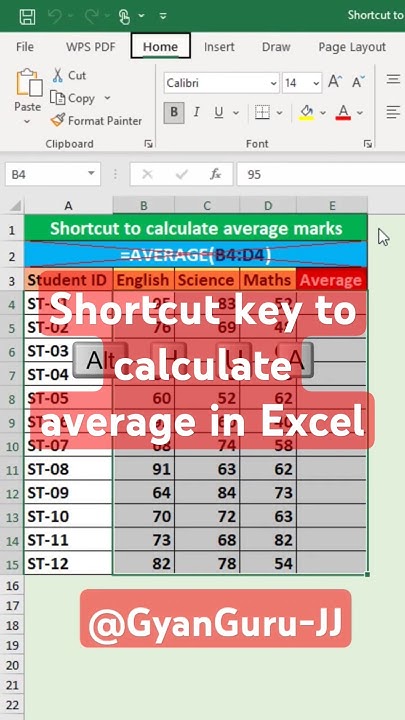 Shortcut Key To Calculate Average In Excel Shorts Shortsfeed Shortvideo Shortsvideo