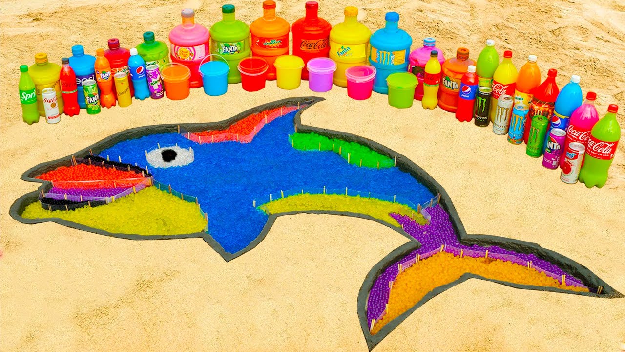 How to make Rainbow Big Dolphin with Orbeez, Fanta, 7up, Mirinda, Coca ...
