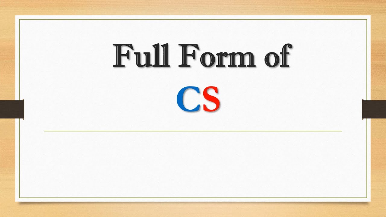 Full Form of CS || Did You Know? - YouTube