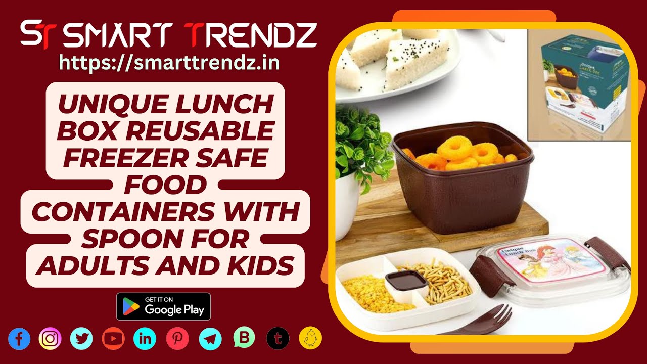 Unique Lunch Box Reusable Freezer Safe Food Containers with Spoon for ...