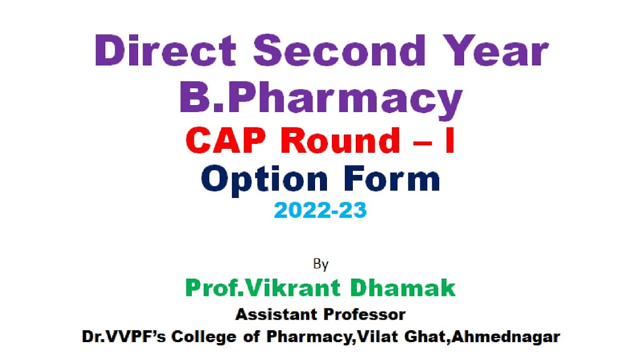 Direct Second B.Pharm Option Form/ CAP Round l/Live Demo - YouTube