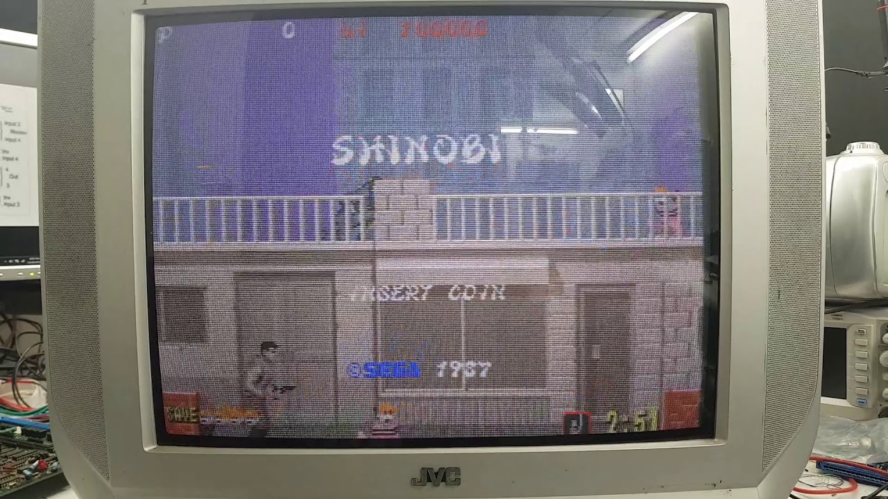 Shinobi Arcade PCB on RGB Mux Modded JVC AV-21FT TV - YouTube
