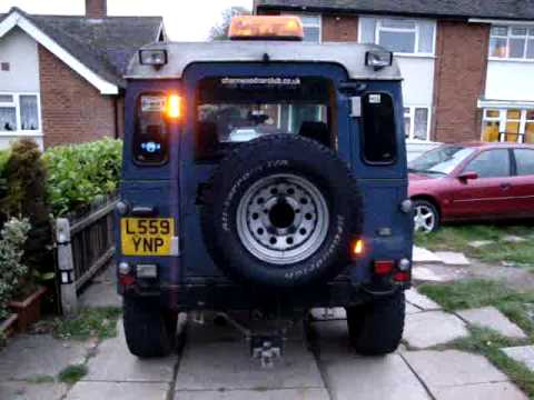 Land Rover Defender 90 with rear recovery strobes - YouTube