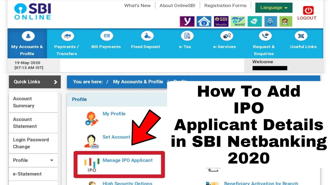 How To Add IPO Applicant Details in SBI Netbanking 2020 | SBI ...