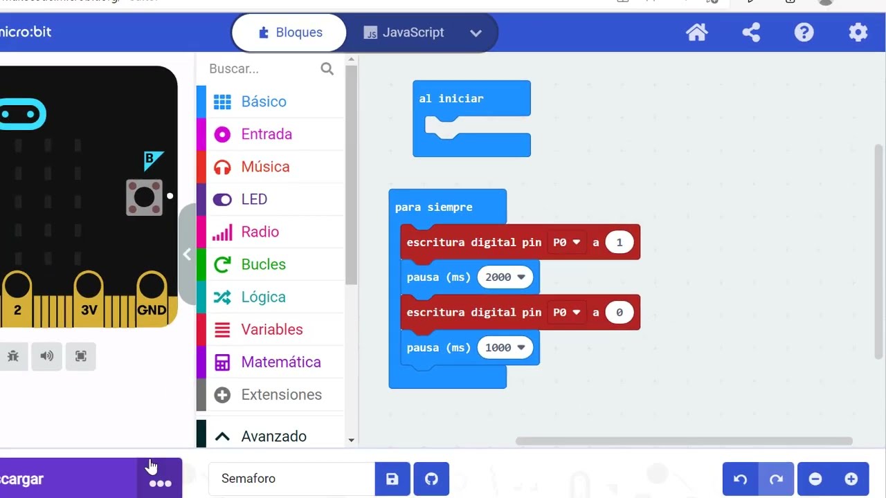 2° Parte semáforo con microbit y placa expansora - YouTube