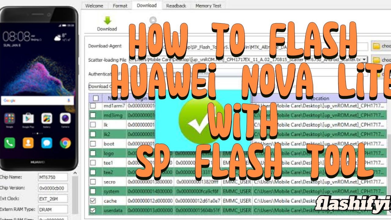 How to Flash Huawei Nova Lite with SP flash tool | flashifyit - YouTube
