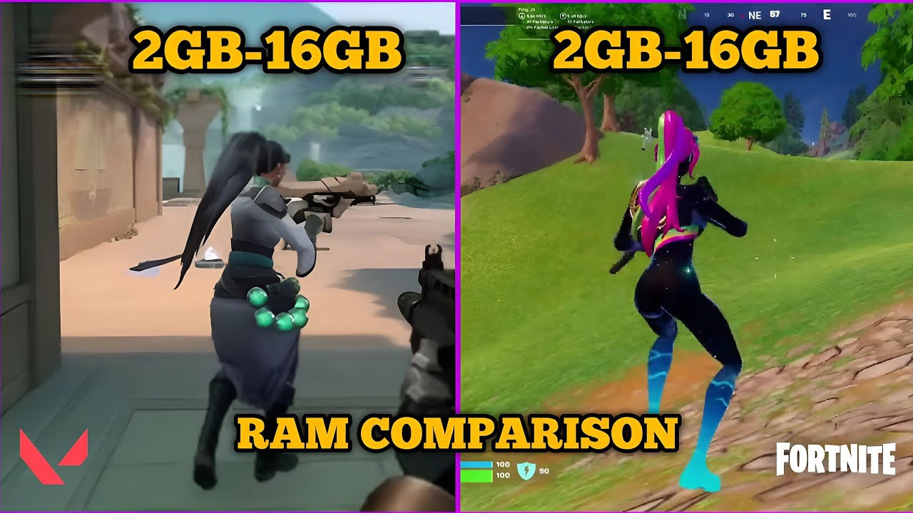VALORANT VS FORTNITE RAM COMPARISON 2GB VS 4GB VS 8GB VS 12GB VS 16GB ...