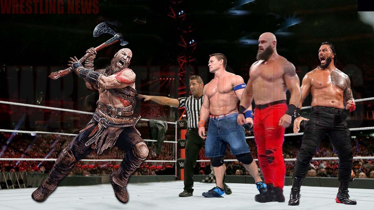 Kratos vs Braun Strowman Roman Reigns John Cena Match - YouTube