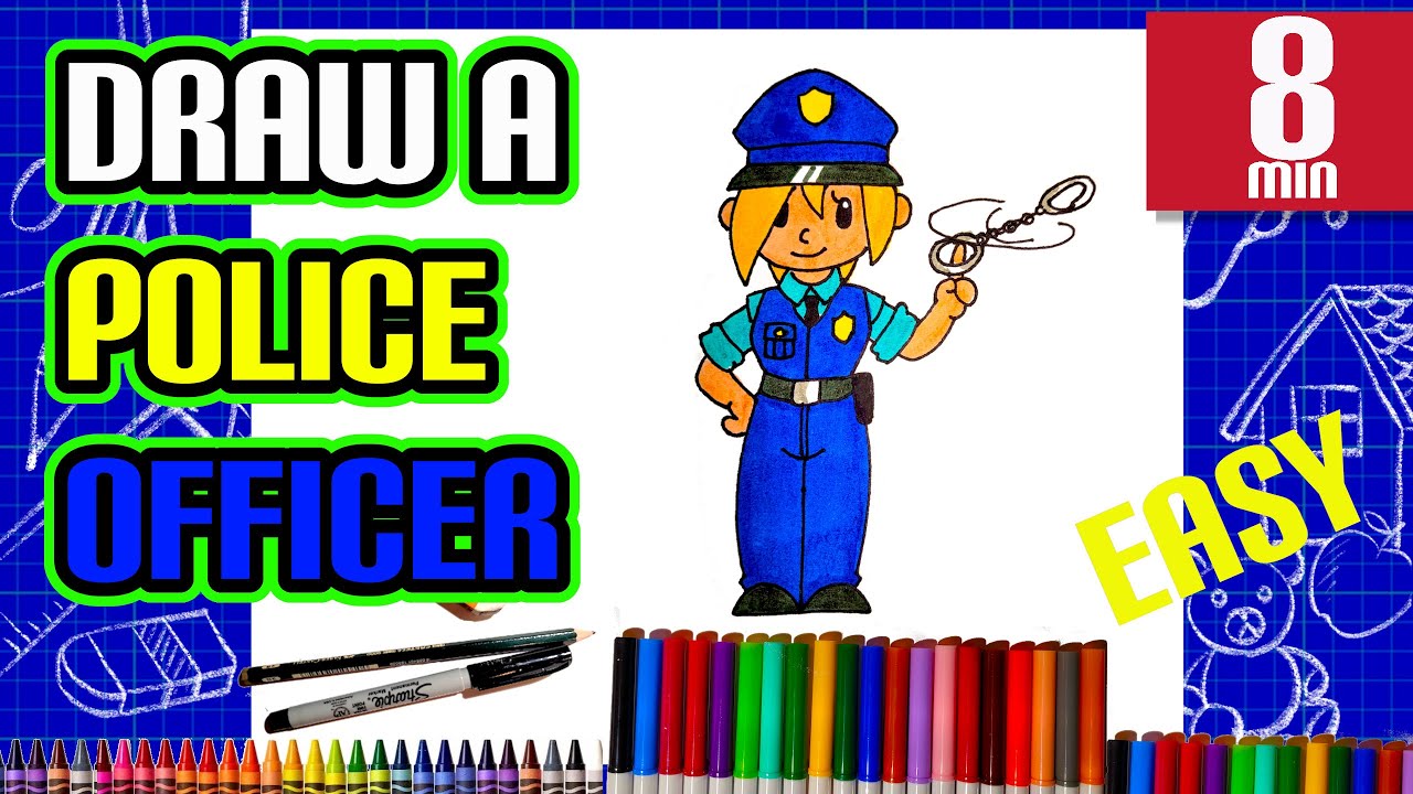 How to draw a police officer, policewoman, policeman - YouTube
