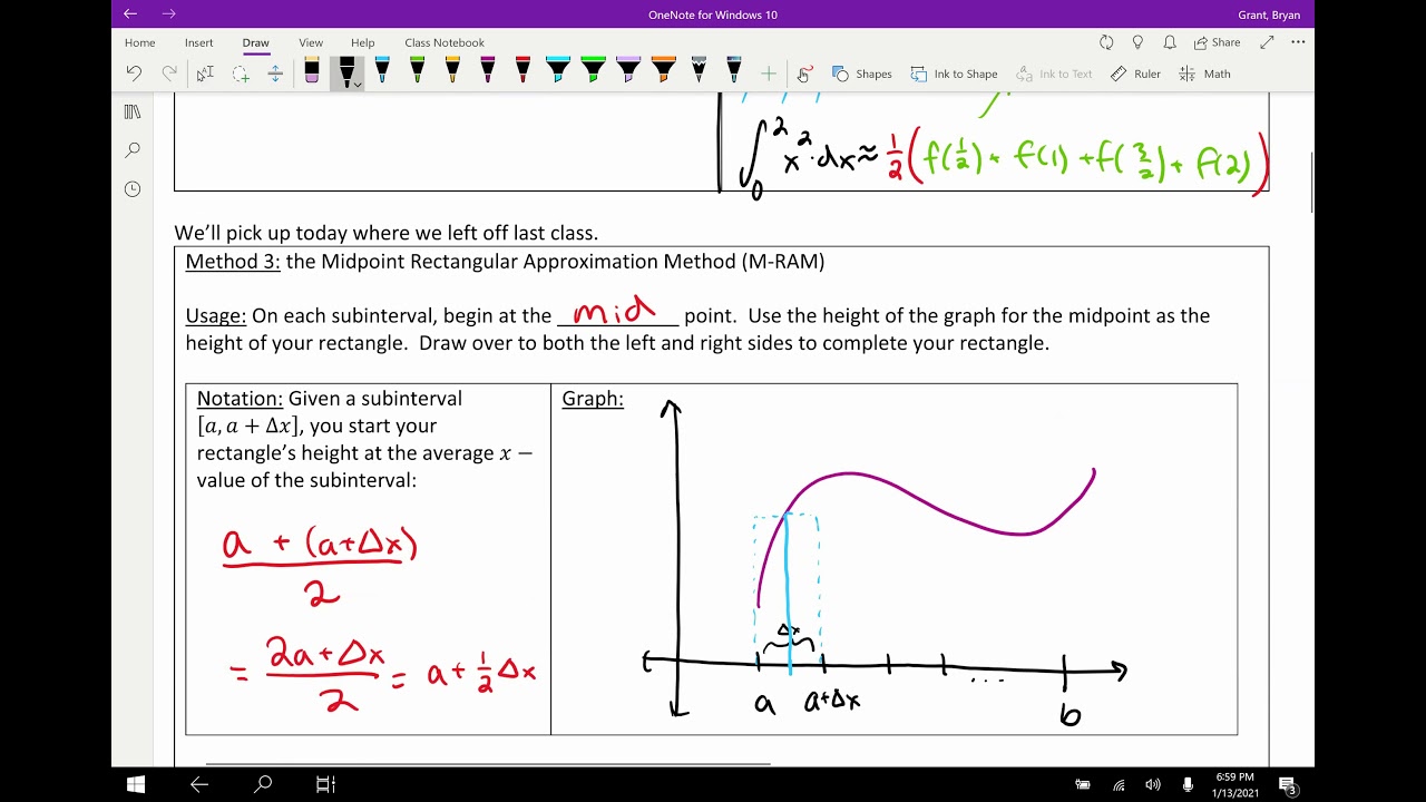 Lesson 5.09 - Midpoint and Trapezoidal Riemann Sums - YouTube