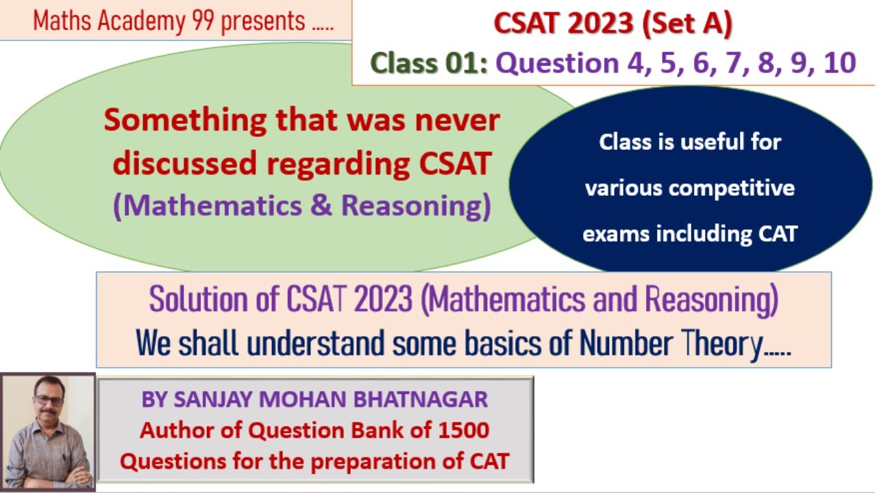 CSAT 2023 MATHS (CLASS I - QNs. 4, 5, 6, 7, 8, 9, 10 SET A) | SOLVED IN ...