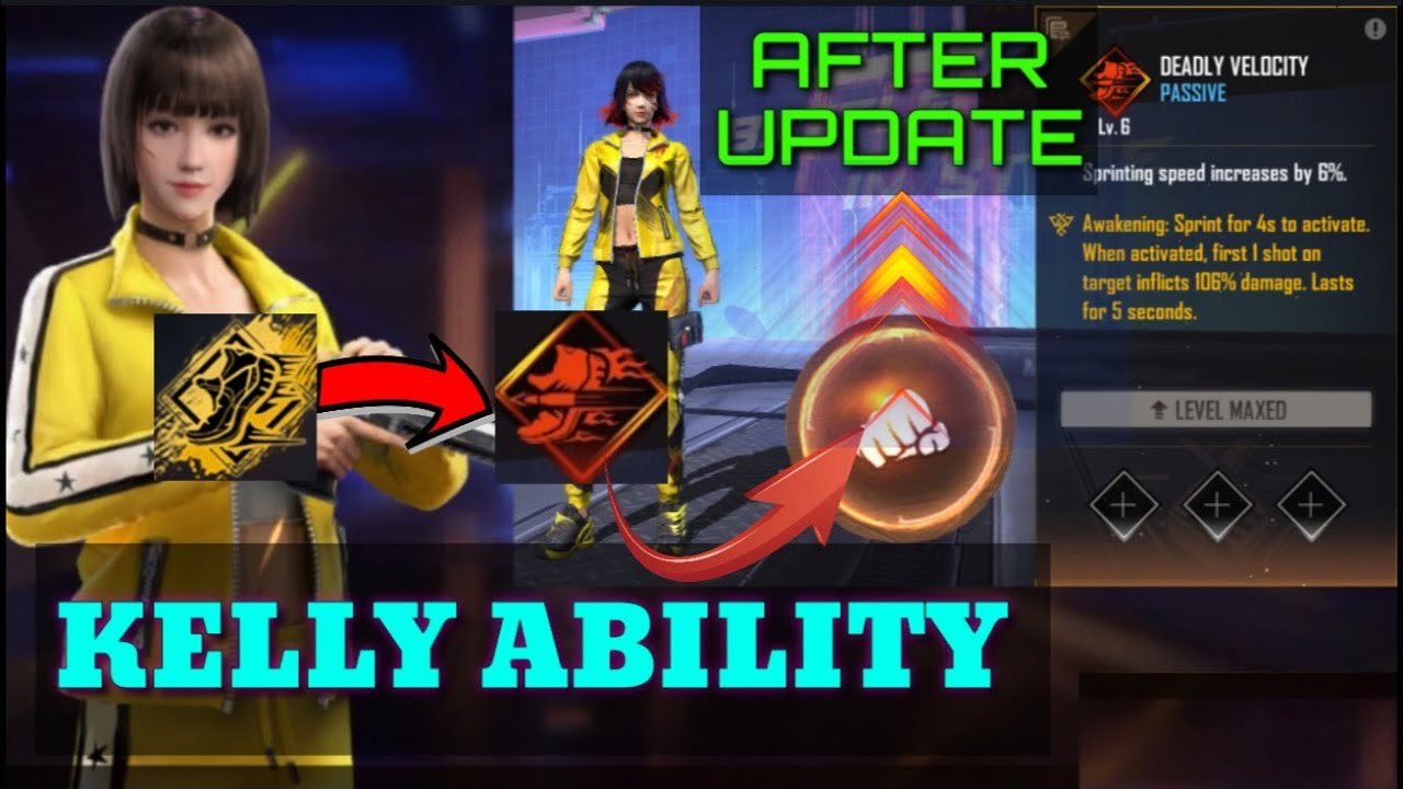 free fire kelly charector ability tast | kelly & elite kelly ability ...