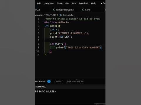 Finding Odd number || Even number using C language #code - YouTube