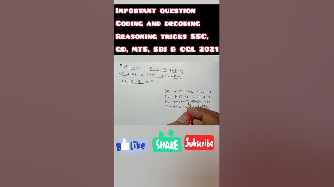 Math // Important Question Coding and decoding reasoning tricks / SSC GD & CGL - 2021. #maths ...