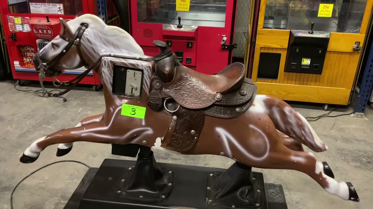 Quick Silver Horse Kiddie Ride w/Leather Saddle - YouTube