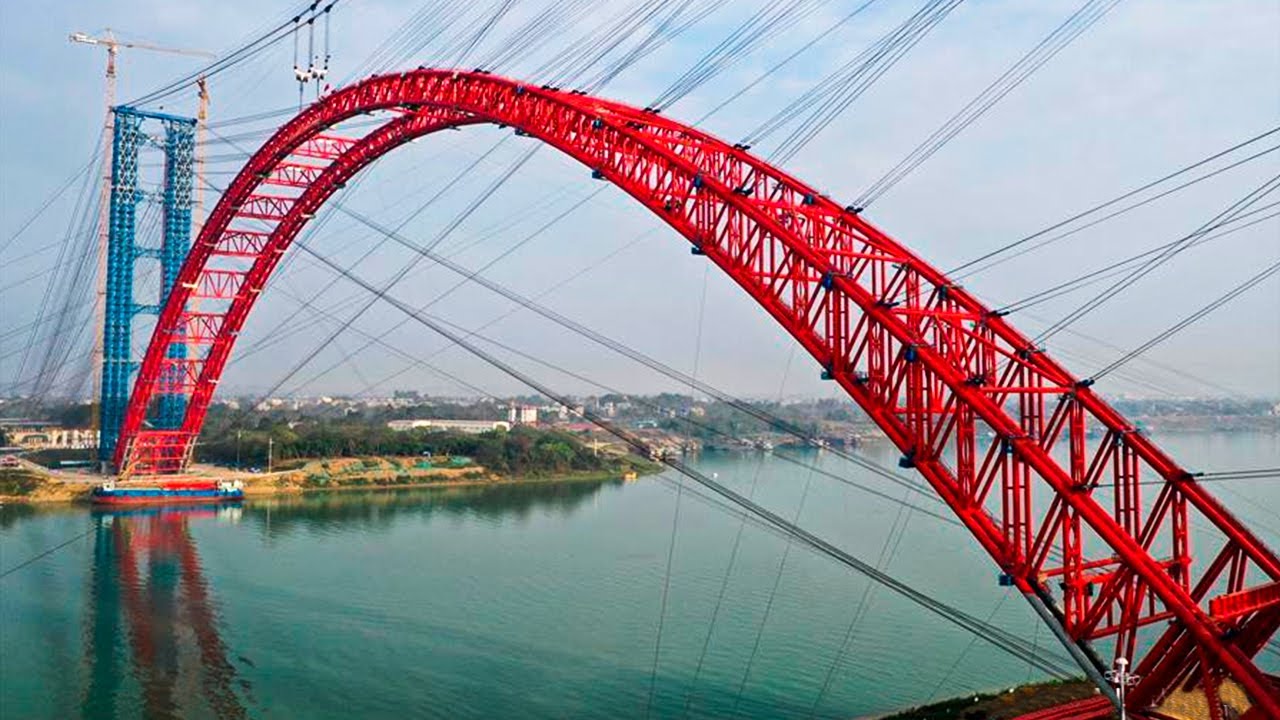 Arch Bridge Installation, Cool Construction Machines In Action - YouTube