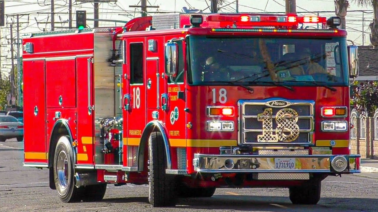 *NEW PIERCE* LACoFD Engine 18 Responding - YouTube