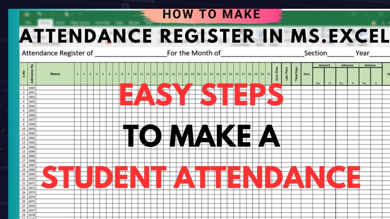 Excel Tutorial: Student Attendance Sheet Creation || SSIT || - YouTube