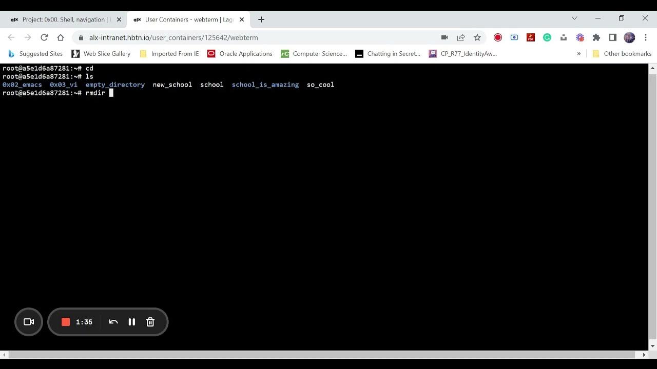 How to remove a directory (empty_directory) User Containers webterm Shell - YouTube