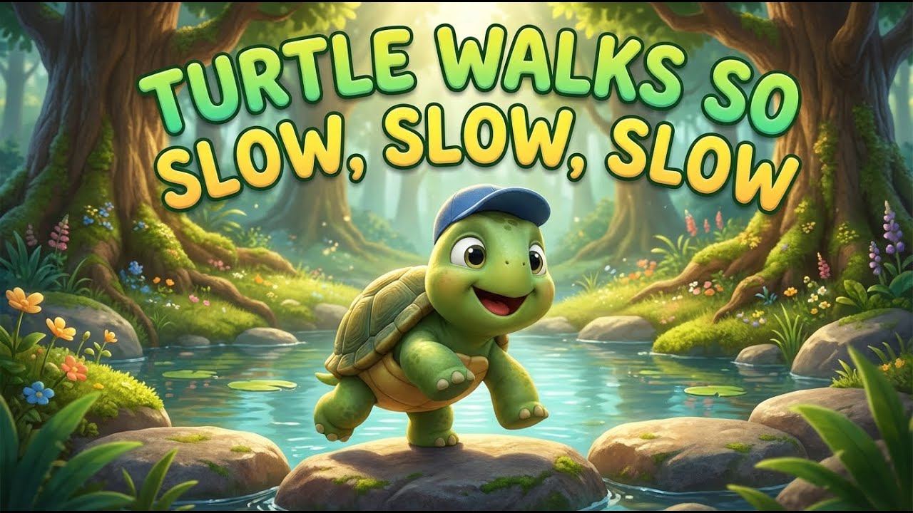 Turtle walks so slow, slow, slow - Nursery Rhyme Song for Kids - YouTube
