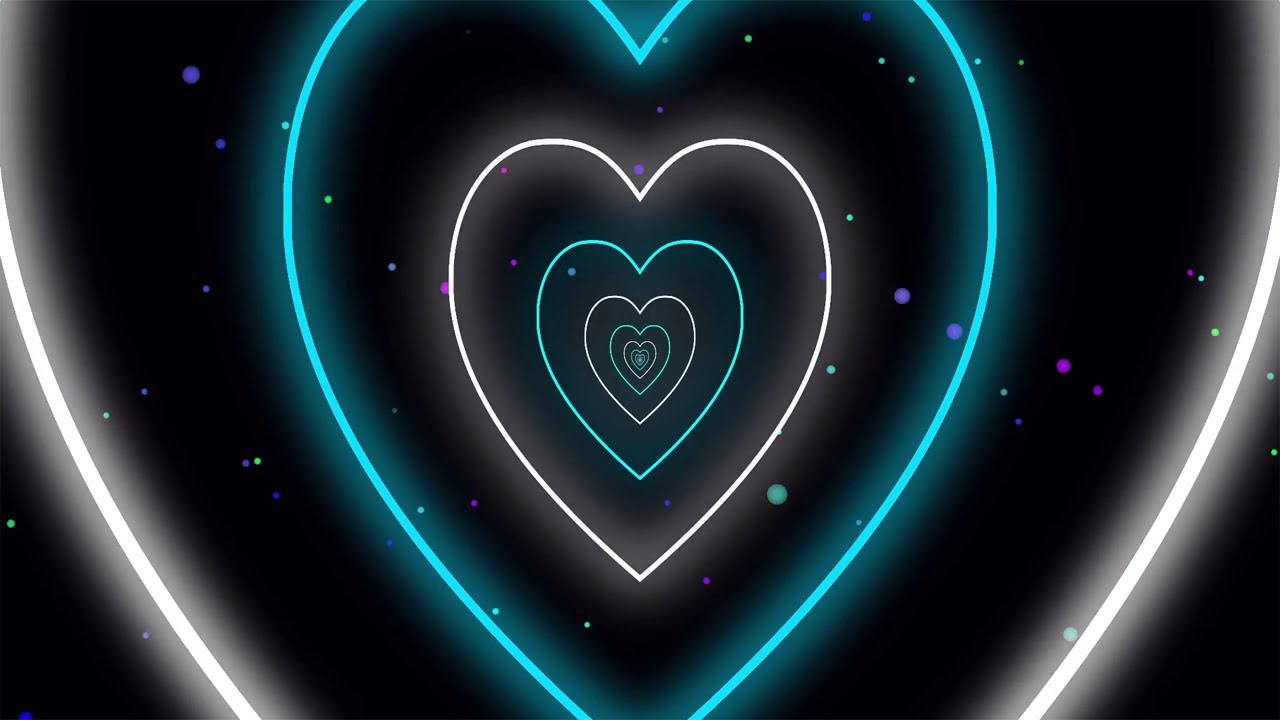 Blue and White Heart Background Video ǁ Heart Moving Background ǁ Neon ...