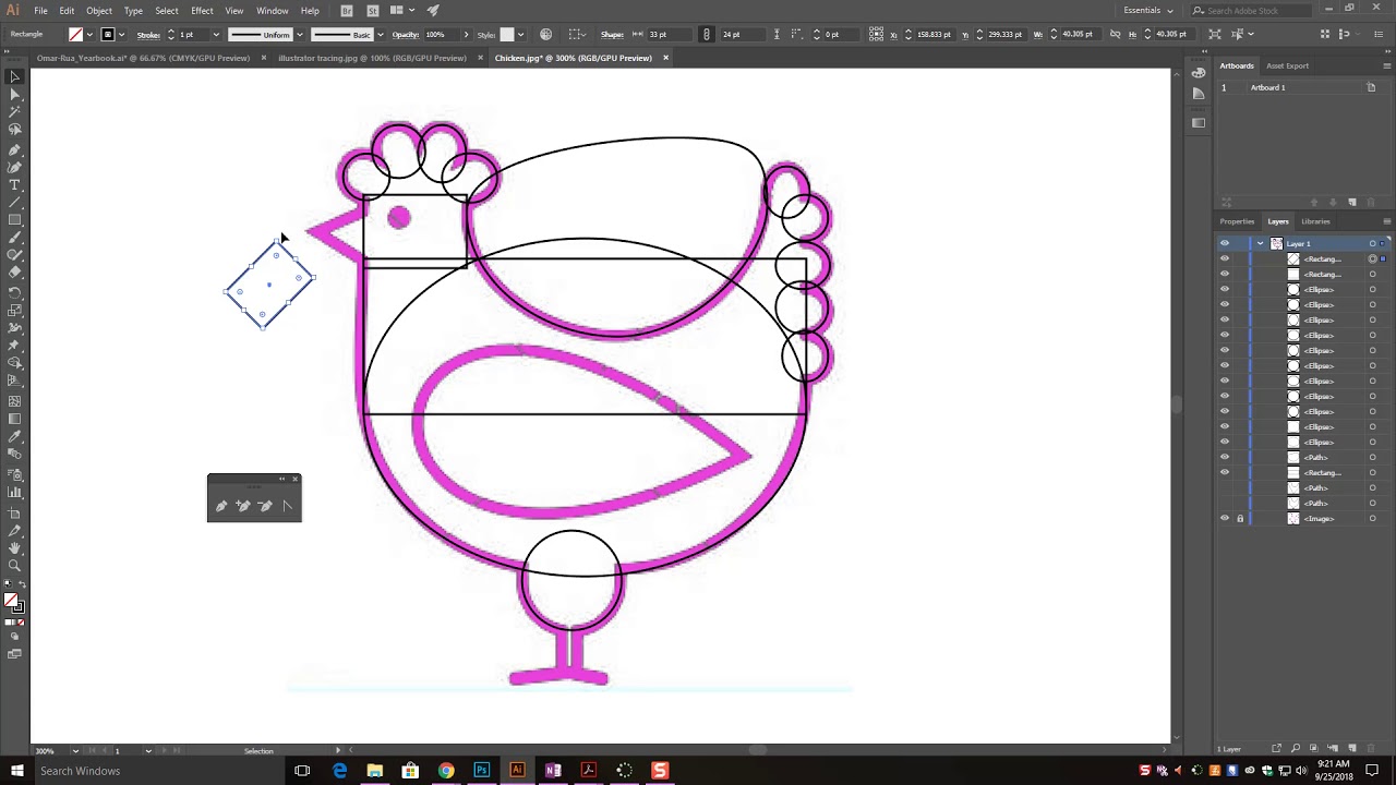 Tracing a basic shape technique 3: Using Shape builder - YouTube