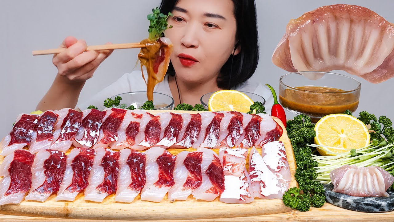 보리숭어회 해삼내장 (ft.숭어밤) 리얼사운드 먹방 raw mullet & sea cucumber intestines ASMR ...