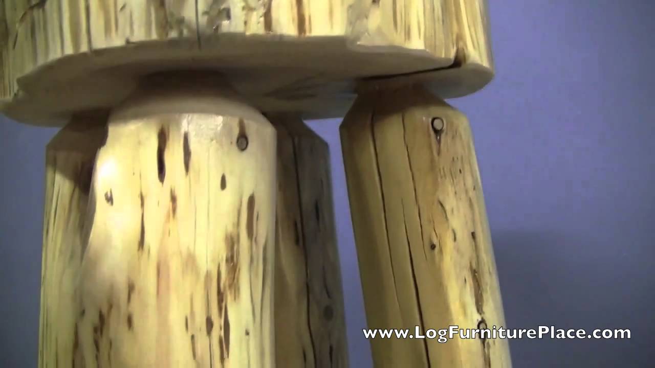 Cedar Lake Slab Stool | Log Bar Stool - YouTube