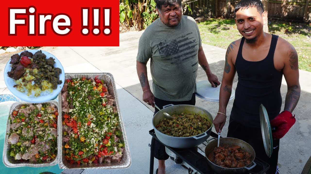 Father & Son Cook Spicy Trinidad Curry Goat & Stew Chicken | Backyard ...