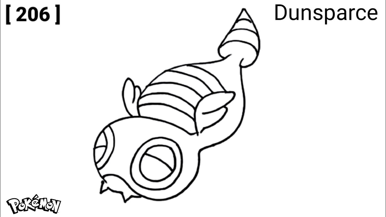 Dunsparce Drawing | How To Draw Pokemon No 206 | Generation 2 - YouTube