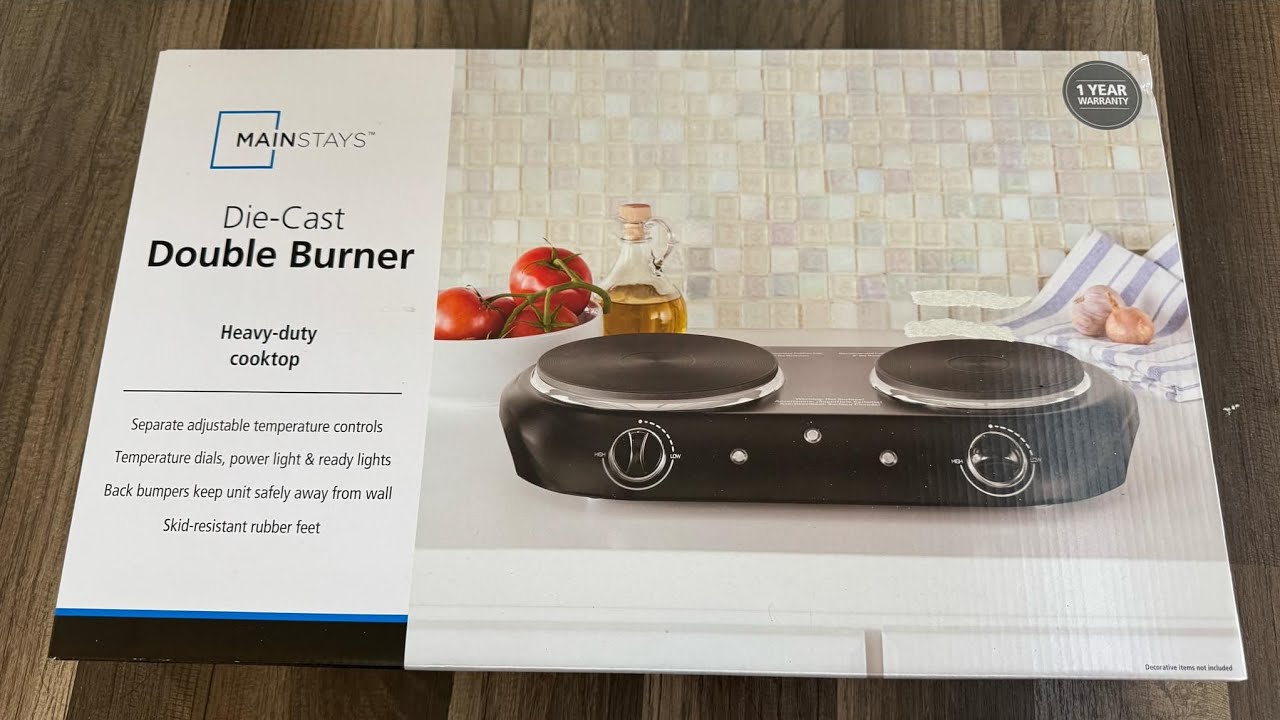 MAINSTAYS Die-Cast Double Burner Heavy-duty Cooktop - YouTube