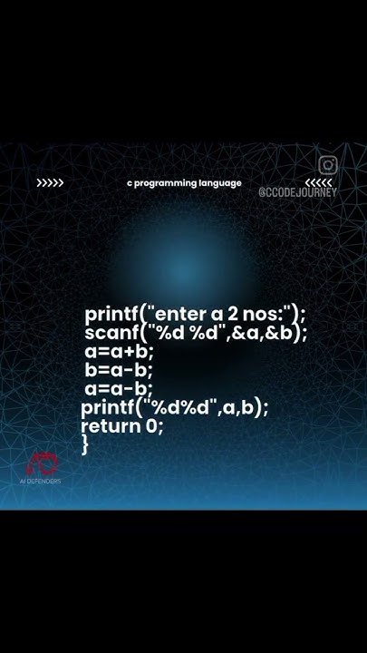 Swapping Of Two Nos Without Using 3rd Variable Ai C Coding Computerlanguage Virakshorts