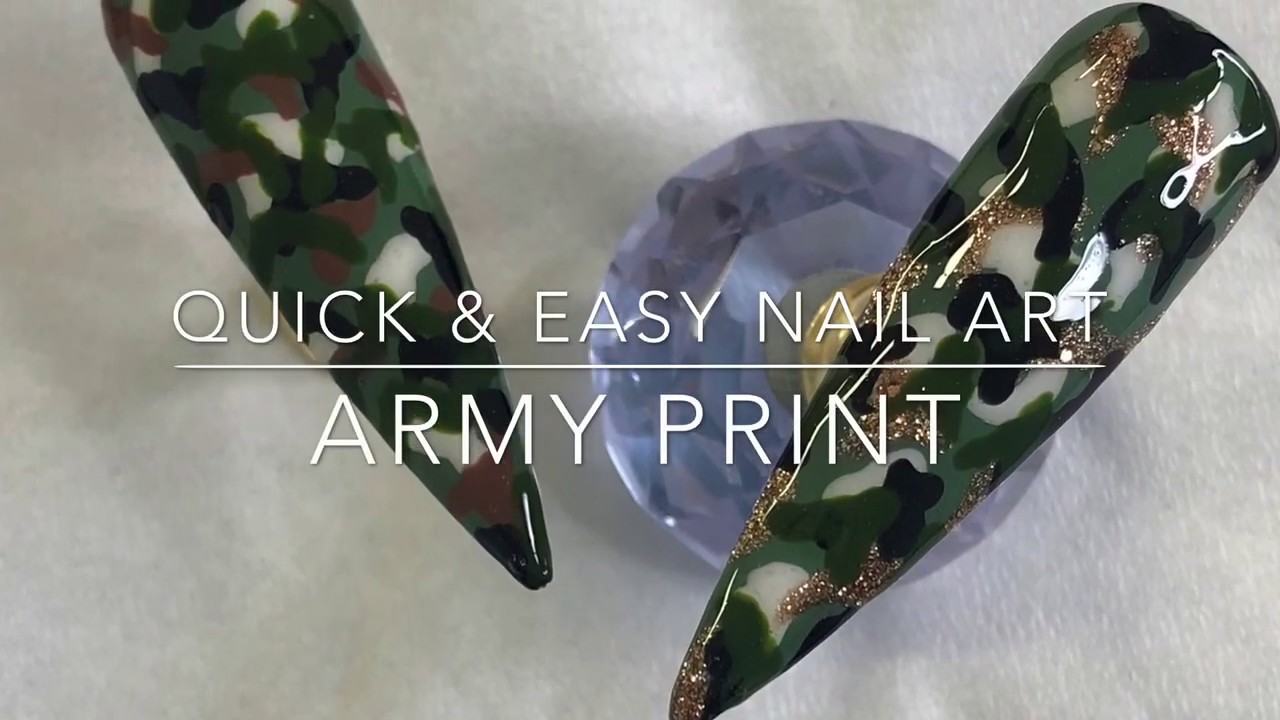 Quick & Easy Nail Art | Army Print - YouTube