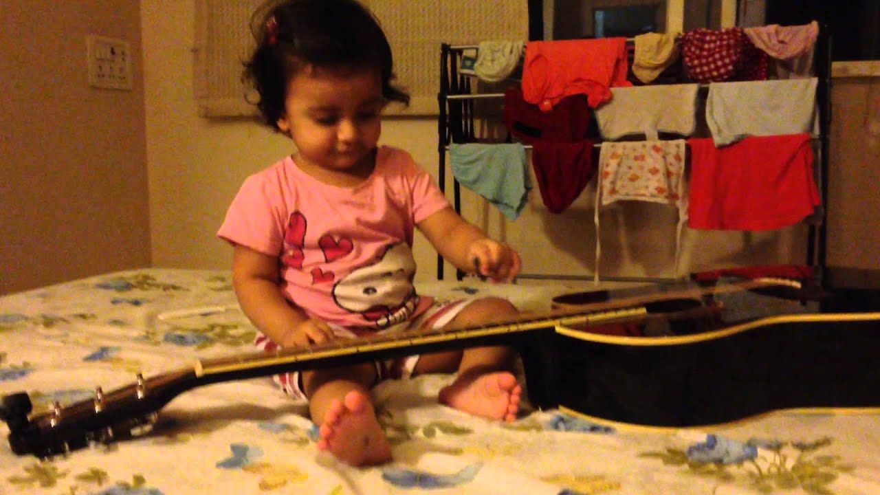 1 year old baby playing guitar. Worlds youngest guitarist - YouTube